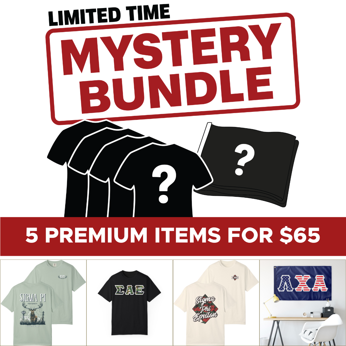 Fraternity Mystery Bundle + Flag – 5 Surprise Items for $65