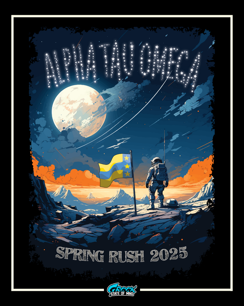D055 – Alpha Tau Omega Astronaut Moon Rush Fraternity Shirt Design