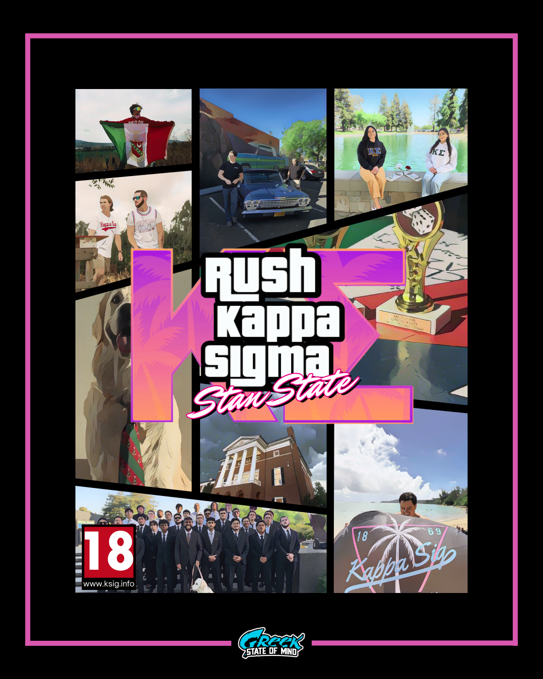 D023 – Kappa Sigma GTA Rush Fraternity Shirt Design