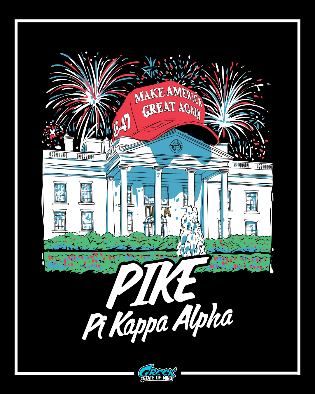 D120 – Pi Kappa Alpha Patriotic White House Fraternity Shirt Design