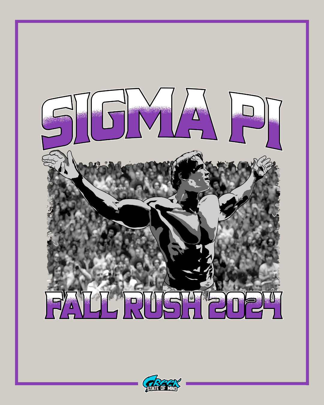 D076 – Sigma Pi Bodybuilder Crowd Rush 2024 Shirt Design
