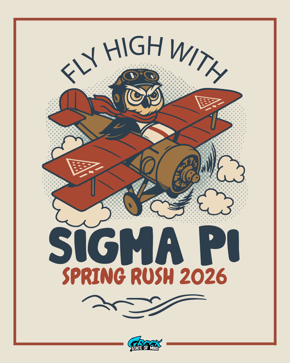 D040 – Sigma Pi Owl Airplane Aviation Rush Fraternity Shirt Design