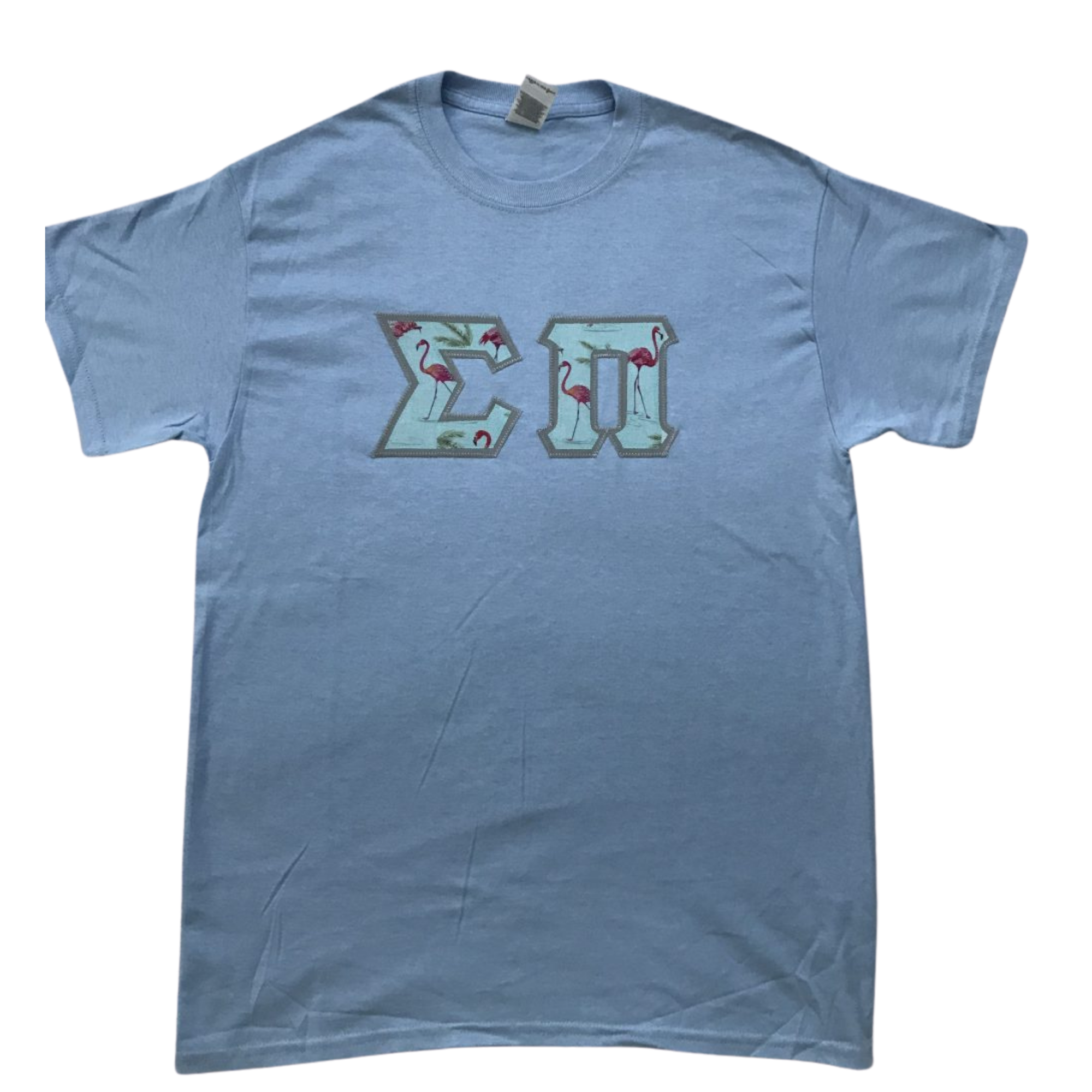 Sigma Pi Stitched Letter T-Shirt | Flamingo