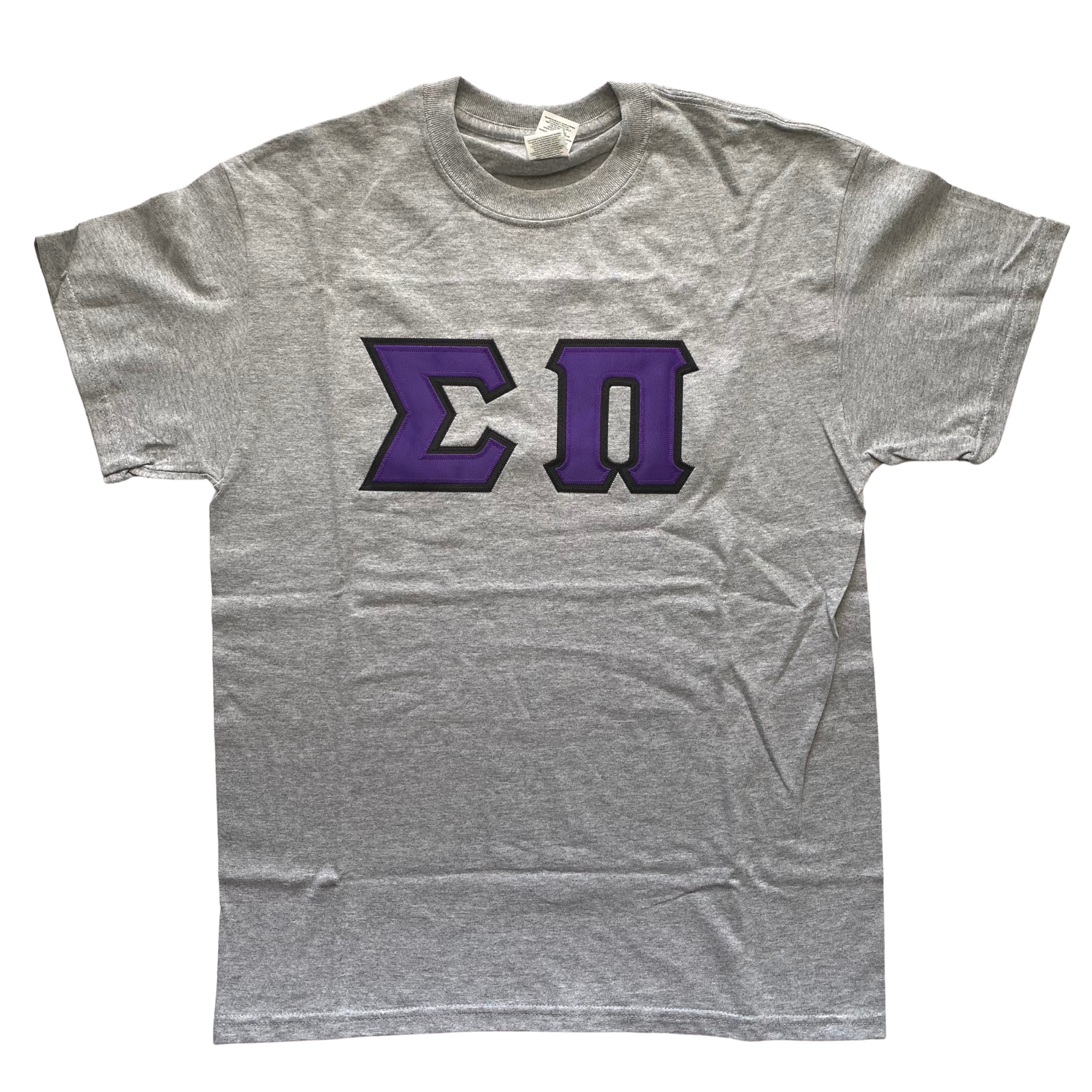 Sigma Pi Stitched Letter T-Shirt | Purple with Black Border